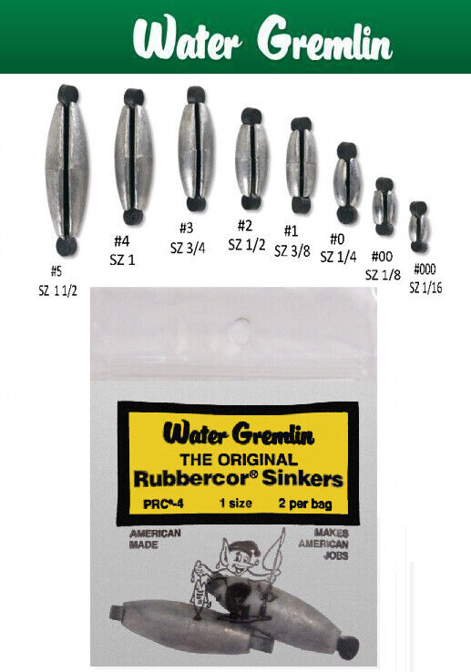 Water Gremlin Rubbercor Sinkers Various Sizes Available Prc-0 for sale ...