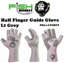 Fish Monkey Half Finger Guide Gloves Light Grey (Select Size) FM11 ...