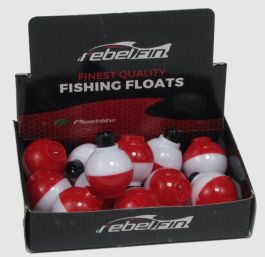 Rebelfin Round Bobber Clip On Red/White 50 Pack - Fishingurus Angler's ...