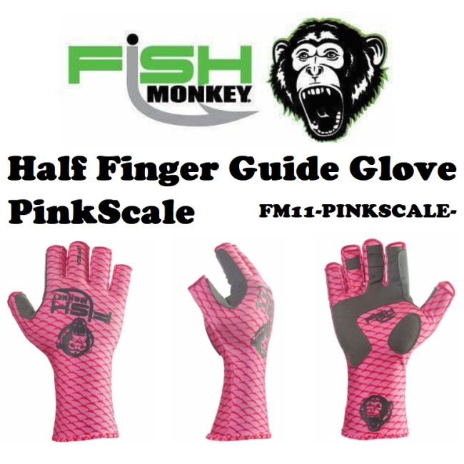 Fish Monkey Half Finger Guide Gloves Pink Scale (Select Size) FM11 ...