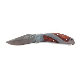 Stainless Steel 3'' Wood Inlay Folding Knife 75201 - Fishingurus Angler ...