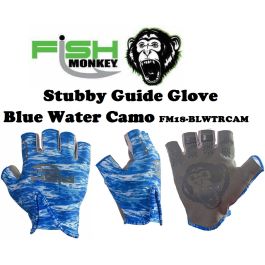 Fish Monkey Stubby Guide Gloves Blue Water Camo (Select Size) FM18 ...