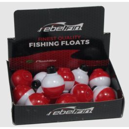 Rebelfin Round Bobber Clip On Red/White 50 Pack - Fishingurus Angler's ...