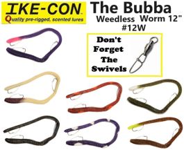 Ike-Con "The Bubba Worm" Pre-Rigged Scented 12'' Worm (Select Color ...